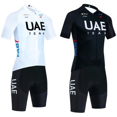 White UAE Cycling Jersey Set 2025 Man Quick Dry Pro Cycling