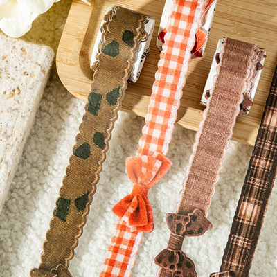 织艺雅趣系列异形模切胶带 复古格子蝴蝶结礼物包装手账素材拼贴