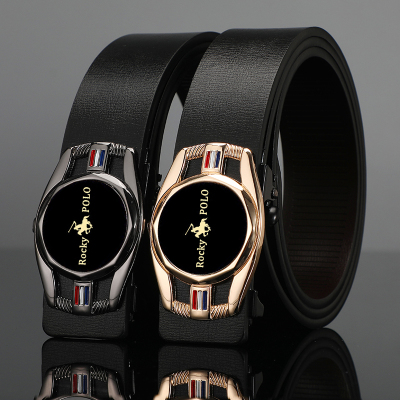 【买一送一】保罗男皮带无牙自动扣牛皮腰带商务简约休闲男士裤带