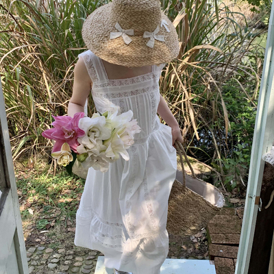 sewingdiary原创手工缝纫 白巧慕斯蕾丝连衣裙