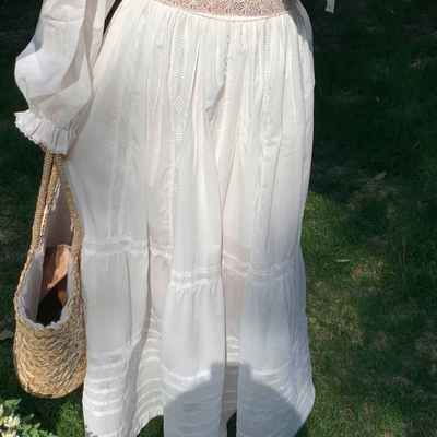 sewing diary原创手工缝纫Lily fragrance百合香气蕾丝半裙