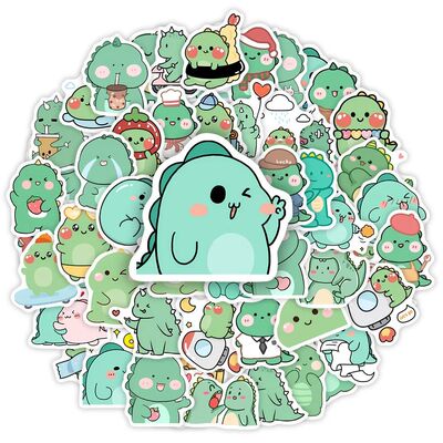 Cartoon Green Dinosaur Stickers Fun DIY Kids Toy Gift Decal