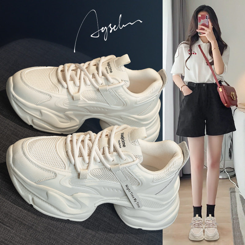 奥古狮登正品老爹鞋女2026春夏季时尚显脚小厚底小白鞋运动跑步鞋
