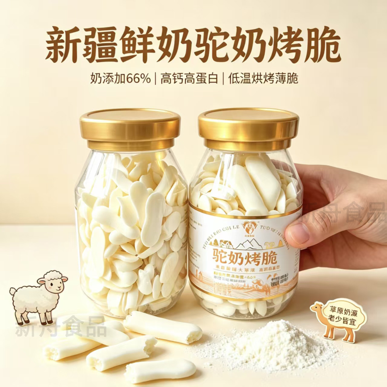 新疆特产烤奶条奶添加量66%驼奶烤脆高钙高蛋白低温烘烤儿童零食