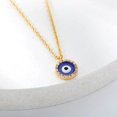 Blue Evil Eye Charms Necklace For Women Stainless Steel
