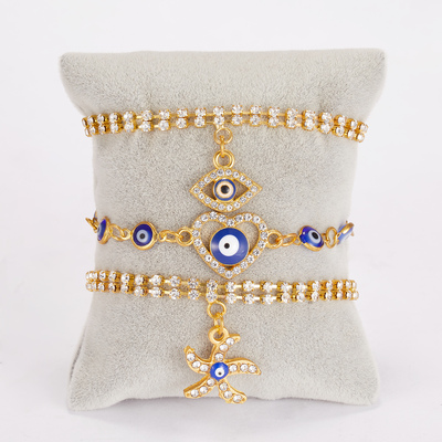 Rinhoo Turkish Lucky Blue Evil Eye Bracelets Rhinestone
