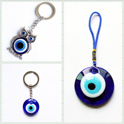 New Turkish Glass Blue Eye Pendant Keychain Key Ring For Men