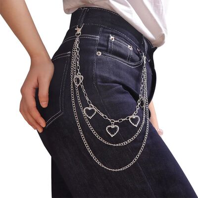 Heart Pendant Pants Chain for Women Men Belt Chain Wallet