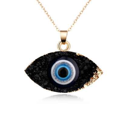 Dayoff European Simple Evil Eye Pendant Necklace Women