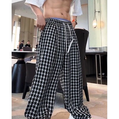 夏季薄款男士轻奢潮流阔腿长裤