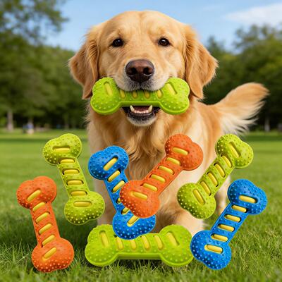 狗狗骨头造型发声玩具发泄TPR橡胶宠物磨牙洁齿互动解闷耐咬金毛