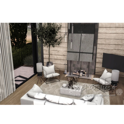 模拟人生4CC房屋mod|SaltyPines|1卧1卫住宅带马厩家具30x30|#359