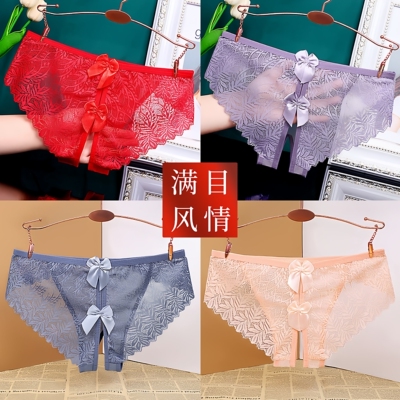 维多利亚性感蕾丝内裤女开裆火辣勾人纯欲风大码胖mm女士开叉裤