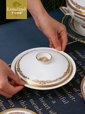 金边盘、合盖盘、欧式家用陶瓷餐具盘、微波深盘、汤盘、餐盘