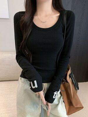 大码女装2025秋季新款胖mm显瘦遮肚长袖t恤女宽松圆领打底衫上衣