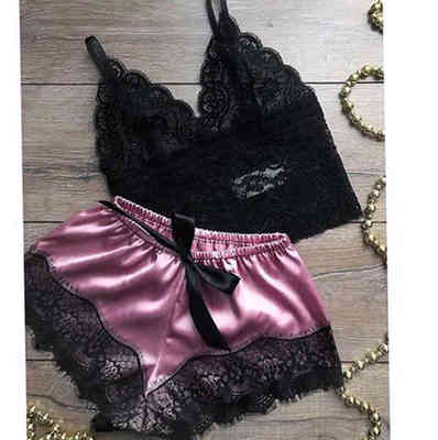 Tops Lingerie Women Pijama Shorts Sets Two Piece