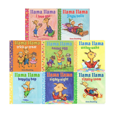 英文原版 羊驼拉玛小小图书馆 Llama Llama's Holiday Library 纸板书 8册盒装 行为情绪引导绘本 幼儿启蒙图画故事书