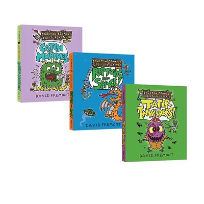 英文原版 Carlton Crumple Creature Catcher 怪物捕手系列3册 爆笑幽默 儿童精装全彩漫画绘本图画书 图像式小说