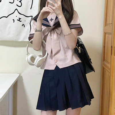 凌兰私立秋柚语工作室水手服原创正版日系学院风校供制服百褶裙短