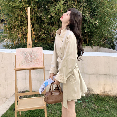 现货！26春装新款风衣蕾丝拼接休闲气质瑞纺2D044-2710-P180-K288