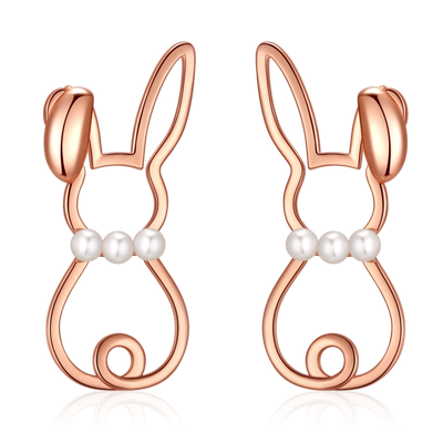 软萌风小兔子耳夹天然珍珠