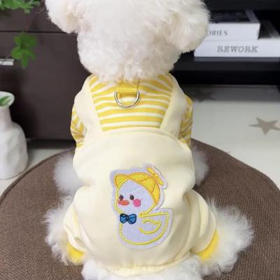 可牵引狗狗衣服秋冬装加绒卫衣2024新款可爱ins小型犬小狗四脚衣