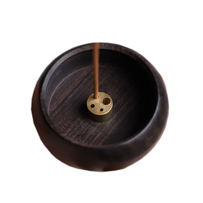 黑檀木迷你小香插4孔钵式香座