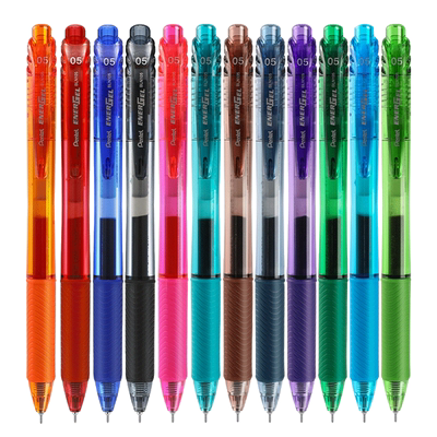 官方旗舰店 日本Pentel派通彩色中性笔速干按动BLN105倍速笔黑蓝红0.5针管专用energel笔芯学生考试