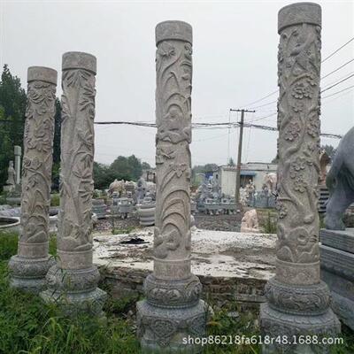 汉白玉盘龙柱定制大理石石雕华表汉白玉文化柱广场手工雕刻雕塑