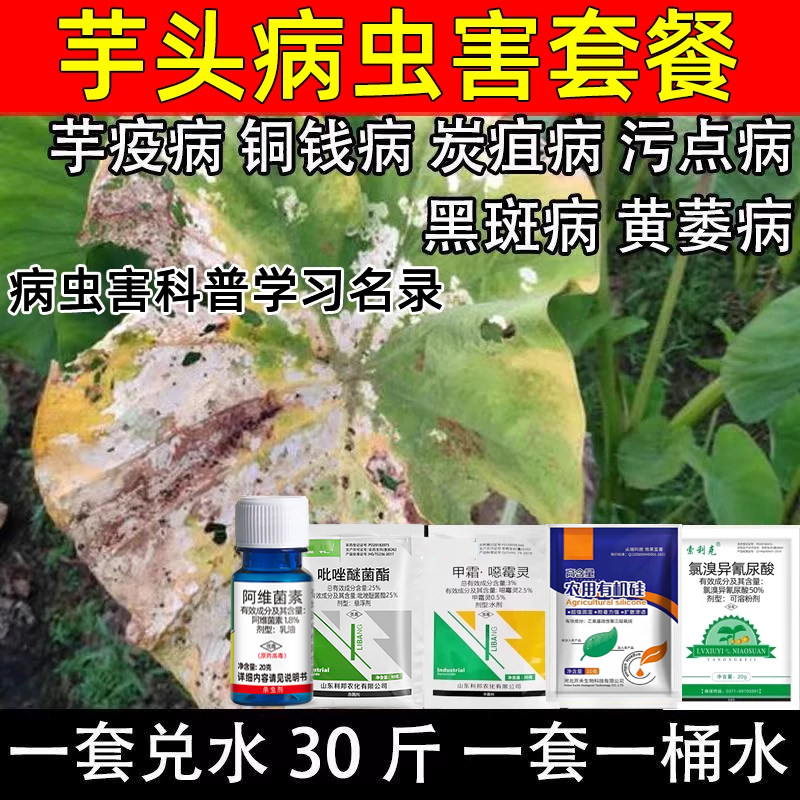 芋头病正品杀菌剂黑斑病轮斑病疫病软腐病炭疽病斑点枯萎芋头套餐