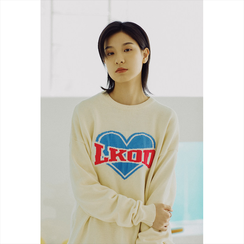 LKOD秋冬季爱心打底毛衣男款高街潮牌宽松ins超火情侣针织衫卫衣_虎窝淘