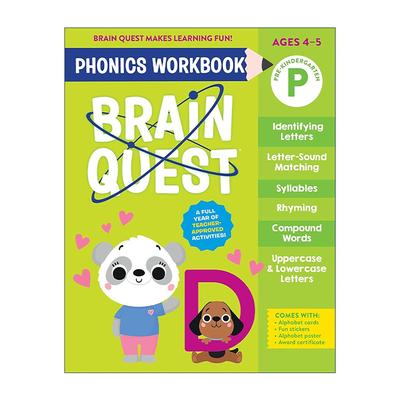 英文原版 Brain Quest Phonics Workbook Pre-Kindergarten 大脑任务自然拼读练习册 入园前 英文版 进口英语原版书籍