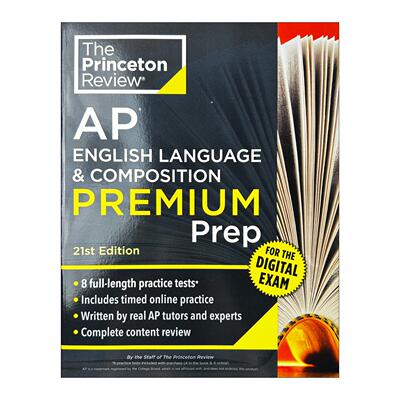 英文原版 Princeton Review AP English Language & Composition Premium Prep 普林斯顿评论AP英语与写作 含线上题库 第21版