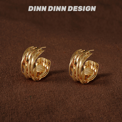 DINN DINN DESIGN度假系列手工编织耳环简约花纹冷淡风小众度假风