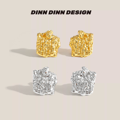 DINN DINN DESIGN简系列复古纹理小耳钉个性时尚女欧美气质耳饰