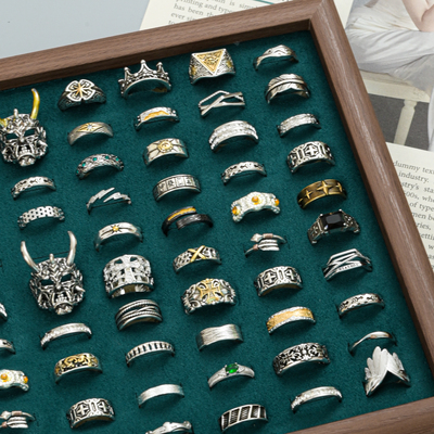 Vintage古着复古做旧戒指男个性