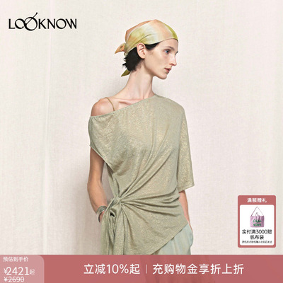 auti seminario x LOOKNOW设计师品牌2026年春夏新品斜肩针织上衣