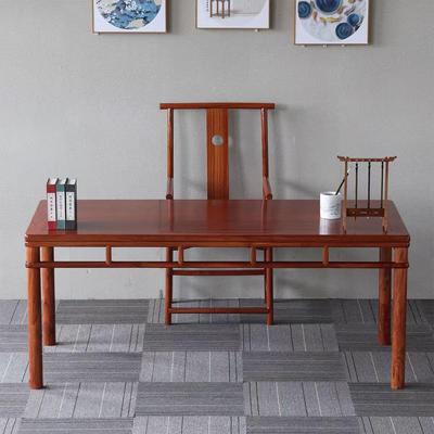 全实木老榆木简约免安装书桌茶桌