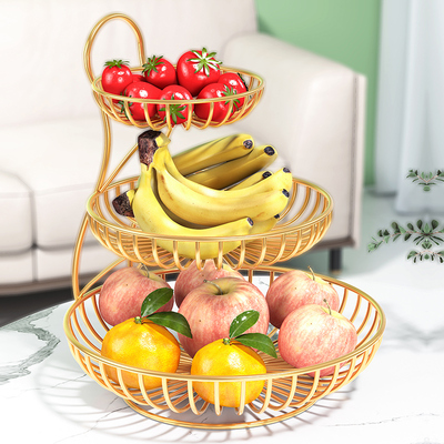 速发水果盘轻干茶几果盘三层零食式纳箱欧收家庭精美果盘摆件奢果