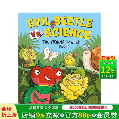 【预售】邪恶甲虫大战科学：发痒粉阴谋 Evil Beetle Versus Science: The Itching Powder Plot英文儿童漫画故事书 英语拓展阅读