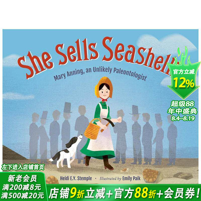 【现货】卖贝壳的小女孩 She Sells Seashells 英文儿童插画故事绘本 进口童书