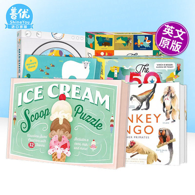 【现货多册选拍】冰淇淋拼图：制作32个口味冰淇淋Ice Cream Scoop Puzzle 多款儿童趣味互动游戏英文儿童游戏