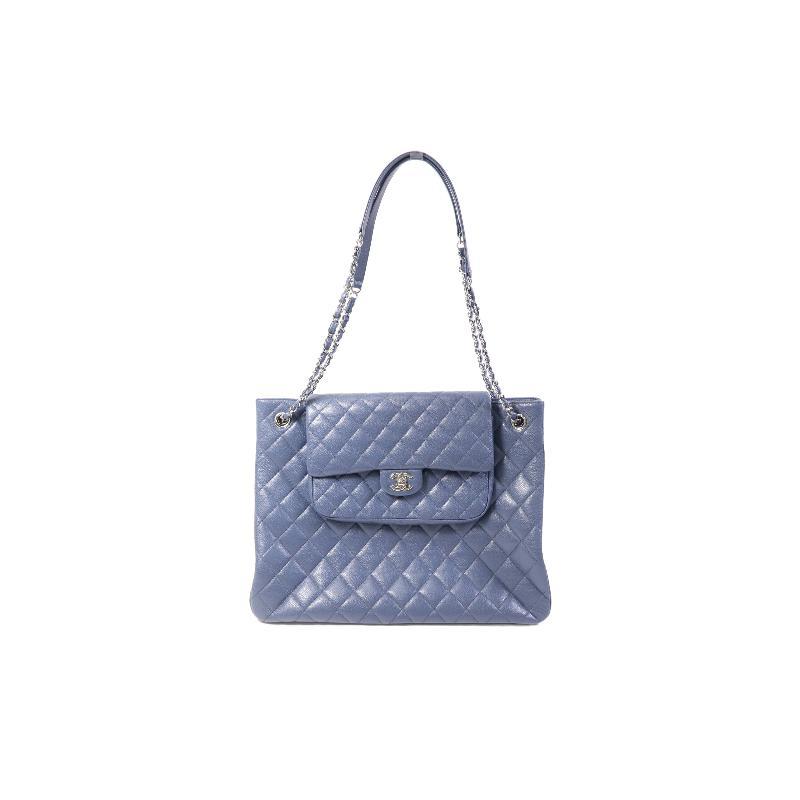 中古二奢Chanel香奈儿女士包95新Shoulder bag肩包牛皮斜挎包蓝色