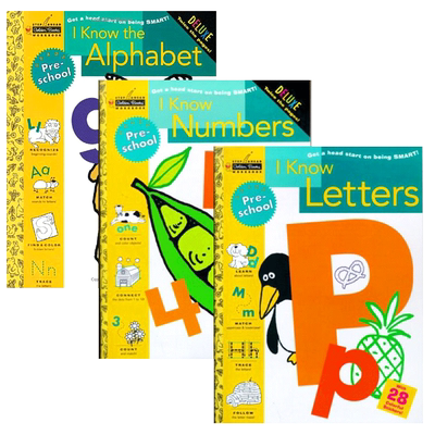 英文原版金色童书 I Know the Alphabet Letters Numbers我认识字母+数字3册 兰登美国学龄前儿童英语练习册进口正版书籍英文版
