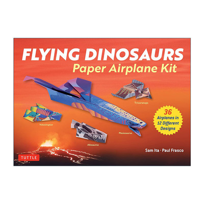英文原版 Flying Dinosaurs Paper Airplanes Kit 飞行恐龙纸飞机套件 折纸 12种不同设计的36架飞机 英文版 进口英语原版书籍