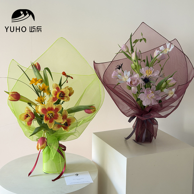 YUHO屿后包装鲜花网纱花束硬挺