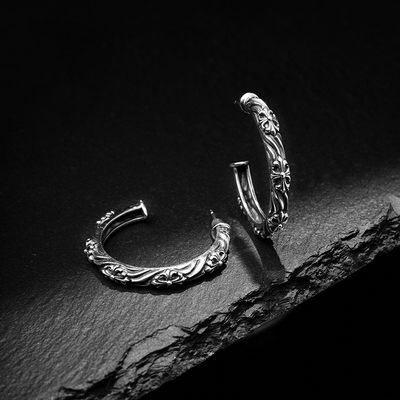 NATIVE STRANGER十字花C字圈耳环925银