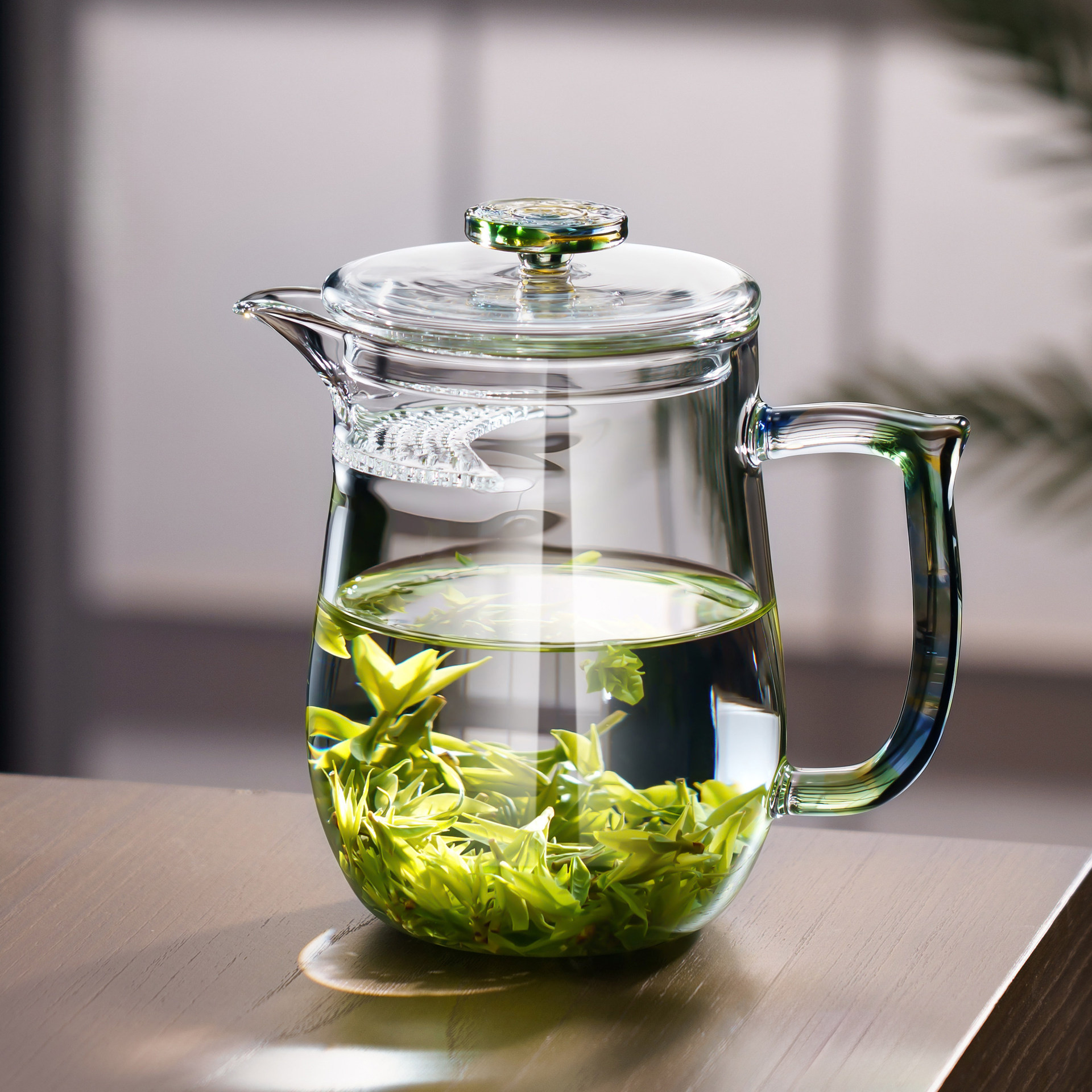 带盖防尘月牙玻璃公道杯高档茶海过滤网一体绿茶泡茶分茶器耐高温