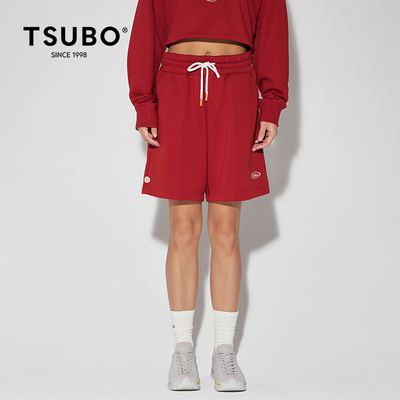 TSUBO尺不TSUBO 男女同款 宽松logo刺绣棉质短卫裤