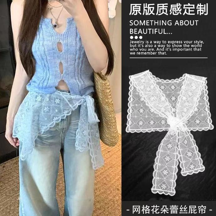 蕾丝长款丝巾飘带小围巾女春夏薄款发带披肩屁帘裤子绑包包小领巾